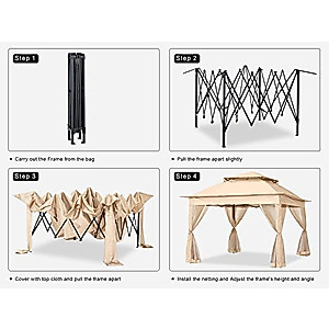 MASTERCANOPY Patio Gazebo Outdoor Pop Up Gazebo with Mesh Walls (11x11, Khaki)