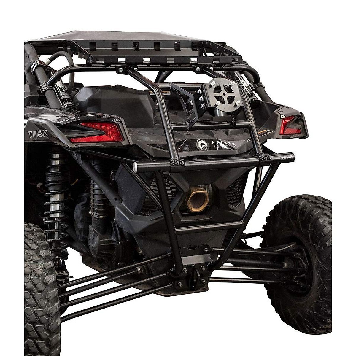 Tusk UTV Rear Bumper, Cargo Rack, and Spare Tire Carrier Compatible with Can-Am Maverick X3 Turbo 64 Inch 2018-2020