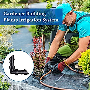 Zonon 240 Pieces Drip Irrigation Fittings Kit for 1/4 Inch Tubing, 80 Barbed Couplings, 80 Tee Fittings, 80 Elbows, Barbed Connectors with Plastic Box for Garden Lawn Drip or Sprinkler Systems, Black