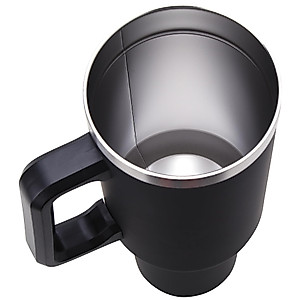 Hurley Tumbler Thermos - 40oz Double Wall Vacuum Insulated Travel Mug with Handle - BPA Free Stainless Steel Water Bottle - Leak Proof Hot and Cold Coffee Car Cup, Size 40 Ounces, Black Solid Rubber