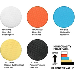 Otic Buffing Pads Set of 5Pcs - 6 inch Polisher for car Detailing Buffer - Buffing Compound Polishing Pads Kit Paint Correction Wax Pads