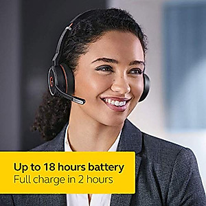 Jabra Evolve 75 MS Wireless Headset, Stereo – Includes Link 370 USB Adapter – Bluetooth Headset with World-Class Speakers, Active Noise-Cancelling Microphone, All Day Battery