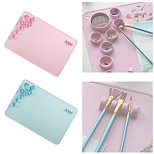 Silicone Craft Mat, 23.62'' x 15.75'' Large Silicone Mat with Compartments Non-Slip Craft Mat for Art Painting, Resin Casting and Jewelry Making (Blue)