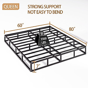 JWIFSEF Queen-Box-Spring 7 inch,Box Spring for Queen Bed,Easy Assembly Box Spring Queen, Metal Sturdy Heavy Duty,with Fabric Cover,Mattress Foundation,No Squeaky,3500lbs Max Weight Capacity