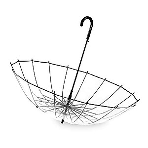 ThreeH Clear Large Umbrella Windproof Auto Open 16 Steel Ribs Classic Transparent Umbrella Unisex adult,KS10 Black