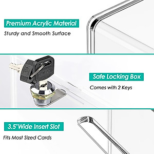 MaxGear Acrylic Donation Box with Lock and Sign Holder, Clear Ballot Box Donation Boxes for Fundraising (6.25" x 4.5" x 4") with Lock - Clear