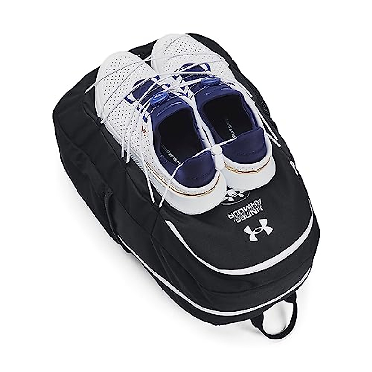 Under Armour Unisex-Adult Hustle Sport Backpack, (019) Black/Black/White, One Size Fits All