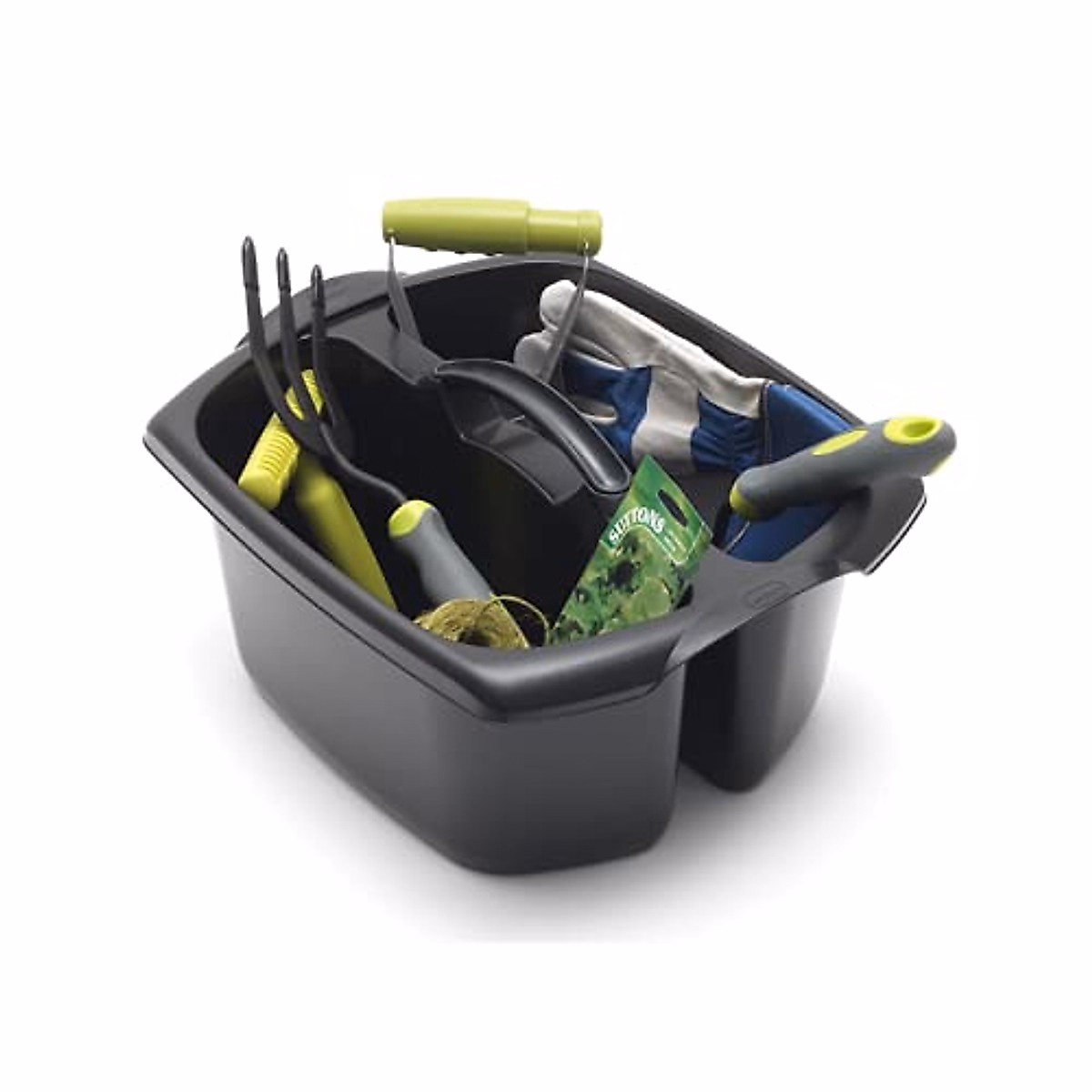 Addis Utility Cleaning Caddy with Twin Compartment and Handle, Black, 32 x 38.5 x 20 cm