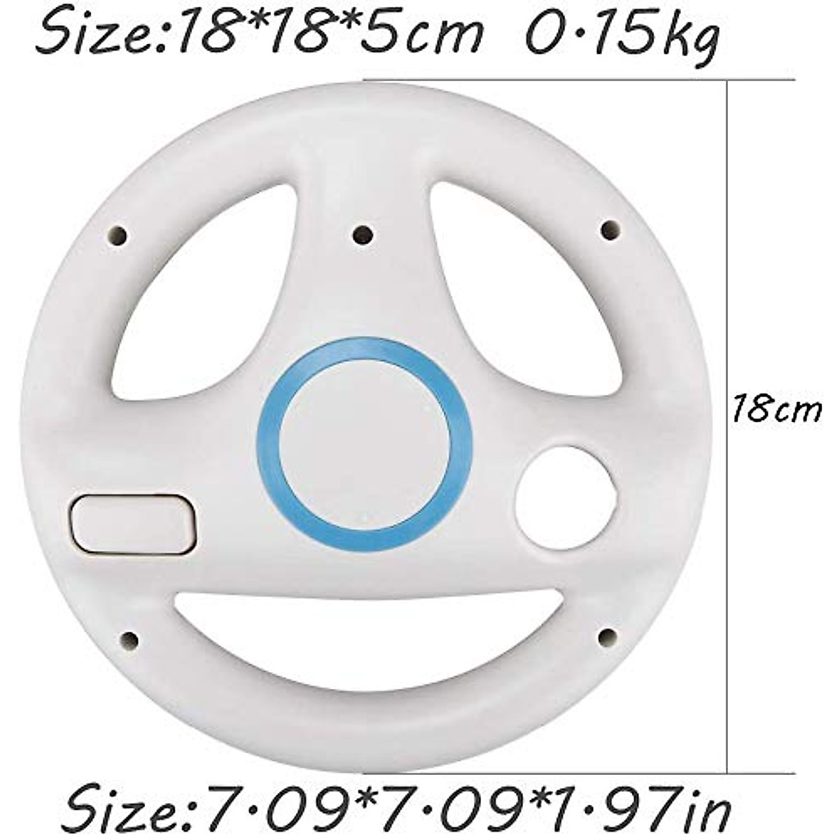 Steering Wheel for Wii Controller, 2 pcs White Racing Wheel Compatible with Mario Kart, GEEKLIN Game Controller wheel for Nintendo Wii Remote Game-White