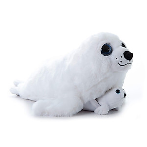 The Petting Zoo Mom and Baby Harp Seal Stuffed Animal, Gifts for Kids, Pocketz Ocean Animals, Harp Seal Plush Toy 14 inches