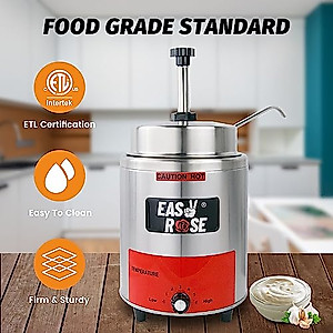 EASYROSE Nacho Cheese Dispenser Warmer 3.5 QT Electric Nacho Cheese Machine Stainless Single Head Hot Fudge Warmer with Pump for Cheese/Butter/Caramel/Sauce 120V 550W