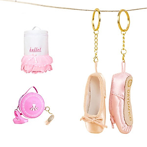 BIBABLYKE Mini Ballet Shoes Keychain Pointe Shoes Keyrings Handmade Pointe Shoe Charm Bag Penddant Gift for Dance Lovers