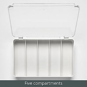 mDesign Plastic Stackable Eyeglass Case Storage Organizer with Hinged Lid for Unisex Sunglasses, Reading Glasses, Fashion Eye Wear, Protective Glasses, 5 Sections, Ligne Collection - 2 Pack - White
