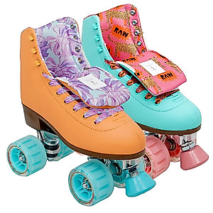 Lenexa Savanna Roller Skates for Ladies - Indoor/Outdoor Quad Skates for Women and Girls (Teal, Ladies 9)