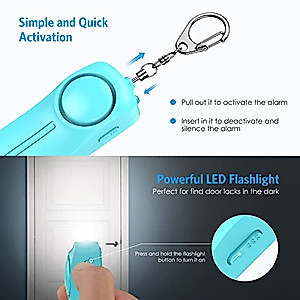 Safety Keychain Set for Women and Kids, 4 Pcs Safety Keychain Accessories, Safety Keychain Set for Girls with Safe Sound Personal Alarm, No Touch Door Opener, Whistle and Bottle Opener, Blue