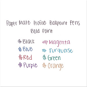Paper Mate 1960662 Profile Ballpoint Retractable Pen, Assorted Ink, Bold, 8/Set