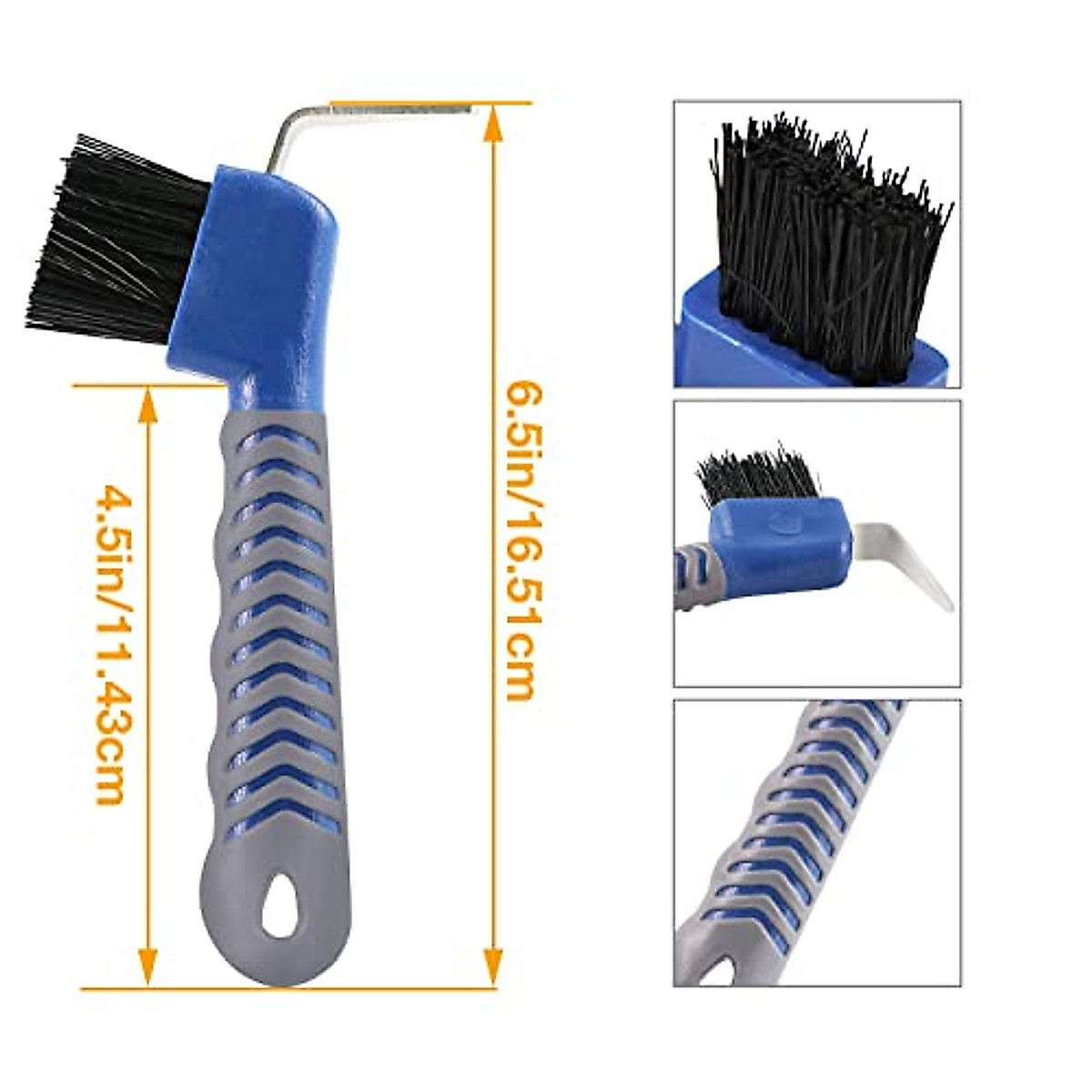 Harrison Howard 2Pack Horse Hoof Pick Brushes with Comfortable Rubber Handle