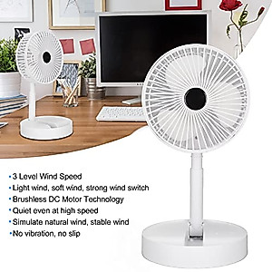 Heayzoki Portable Folding Fan 3 Speed Adjustable Foldable Desk Fan with Rechargeable Battery Oscillating Fan for Home Kitchen Outdoor Camping