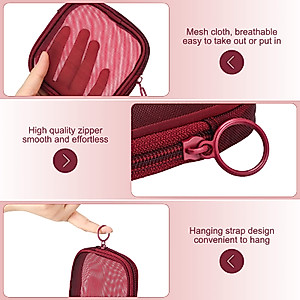 Weewooday 4 Pcs Mesh Makeup Bag Mesh Cosmetic Bag Travel Toiletry Pouch with Zipper Mini Makeup Cosmetic Purse for Daily Accessory (Pink,Small)(Small,Wine Red)