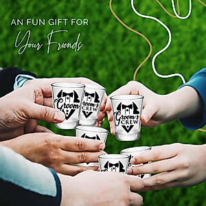 Groom and Groom's Crew Bachelor Party Shot Glass Set, 1 Groom and 11 Groomsman Shot Glasses Bachelor Party Decorations and Groomsmen Gifts, Team Groom Proposal, Bachelor Party Favors For Men -1.75oz
