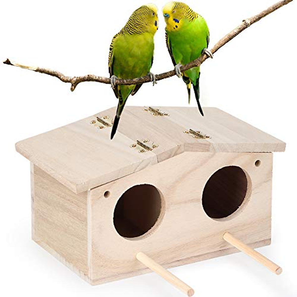 Yinuoday Bird Nest Hut, Wooden Parakeet Bird Cage Coconut Hide with Ladder, Bird Houses for Outside, Bird Toys Cockatiel Cage for Parrot Parakeet Lovebird Finch Canary