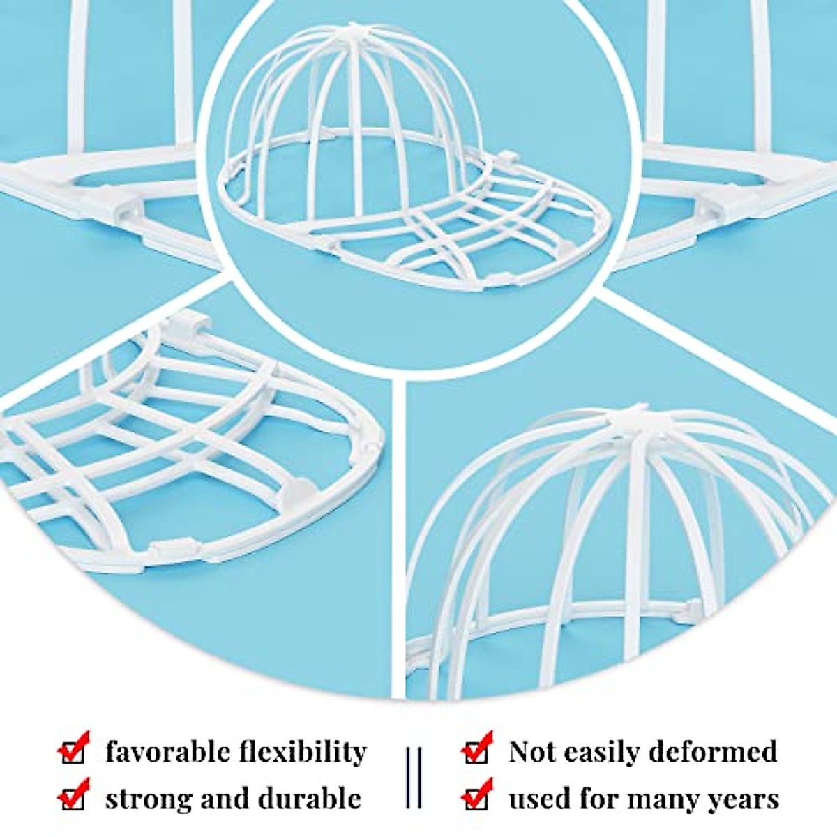 Hat Washers, Cap Washers for Washing Machine, Hat Cleaning Shaper Protector Fit for Adult and Kid's Baseball Caps, White