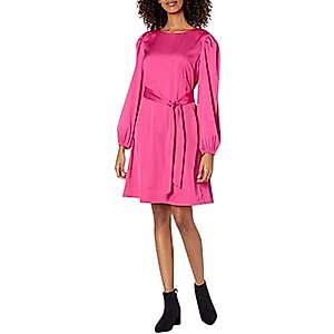 The Drop Women's @shopdandy Belted Silky Stretch Dress, Hot Pink, M