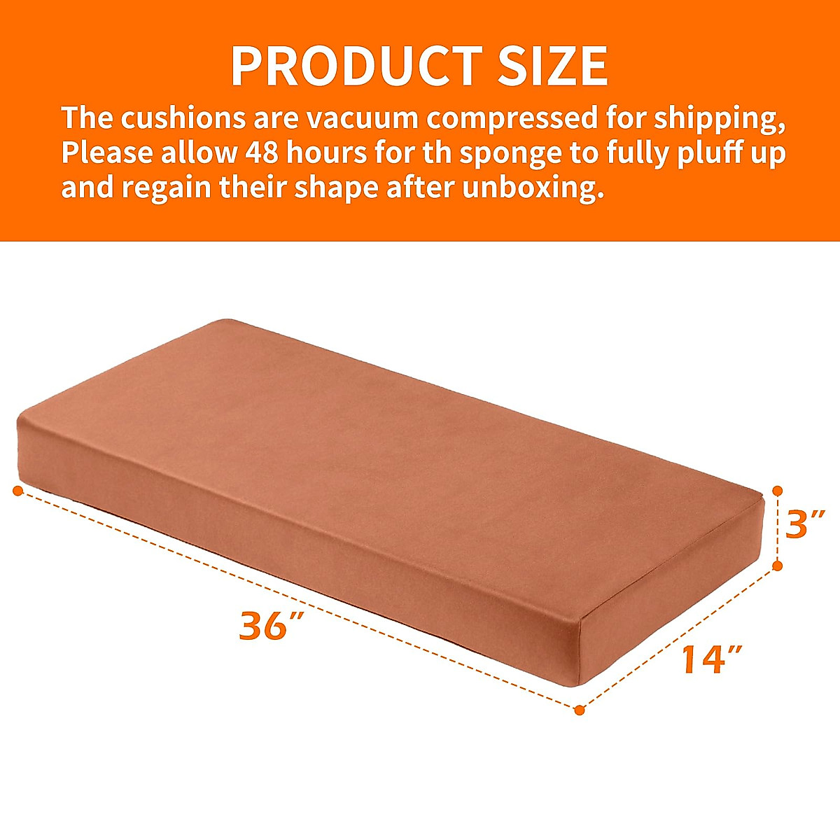 Detiblue Bench Cushion - Outdoor Porch Swing Cushion, Indoor Bay Window Seat Furniture Cushion, Non-Slip, 36x14x3, Leathaire Red