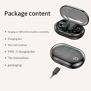 SMIDOW Wireless Earbuds Digital Power Display Bluetooth Headphones Built-in Microphone 5.2 Binaural in-Ear Sports Waterproof Noise Cancellation, Compatible for iPhone Android (Black F)