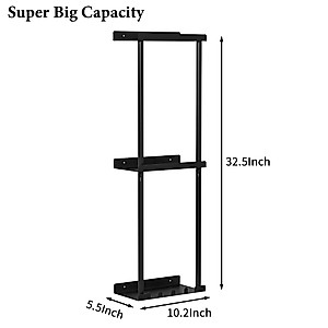 Vowupt Bathroom Towel Storage Rack, 3 Tier Towel Racks for Rolled Towels, Wall Mounted Metal Bathroom Organizer, Bath Towel Holder Shelf with 3 Hooks,Towel Racks for Bathroom