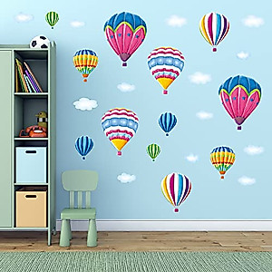DECOWALL SG2-1301N2 12 Hot Air Balloons in The Sky Kids Wall Stickers Wall Decals Peel and Stick Removable Wall Stickers for Kids Nursery Bedroom Living Room d?cor