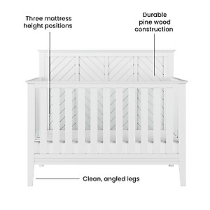 Child Craft Atwood 4-in-1 Convertible Crib, Baby Crib Converts to Day Bed, Toddler Bed and Full Size Bed, 3 Adjustable Mattress Positions, Non-Toxic, Baby Safe Finish (Matte White)