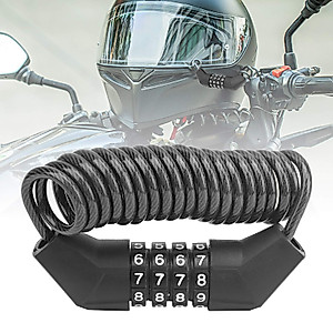 EVTSCAN 3.5in 4Digit Resettable Combination Coiling Bike Cable Lock,Anti-Theft Password High Security Lock for Motorcycle Bicycle Cycling
