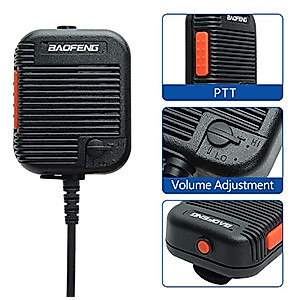 Baofeng Walkie Talkie Handheld Military Grade AR-152 Volume Adjustable Speaker Mic, Shoulder Microphone for BaoFeng AR-152 UV-5R BF-F8HP UV-S9 Plus UV-82HP BF-888S Two Way Radio Popular Accessories