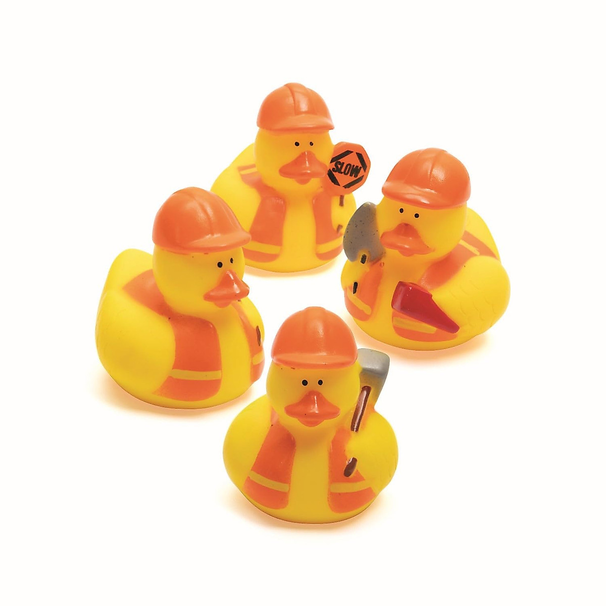 Fun Express Construction Rubber Duckies (Set of 12 Ducks)