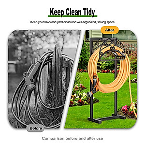 Gayuteay Garden Hose Holder - Upgraded Water Hose Holder Holds 150-feet Hose, Freestanding Heavy Duty Metal Hose Stand Detachable Design, Sturdy Outdoor Garden Hose Storage Rack for Outside Yard Lawn