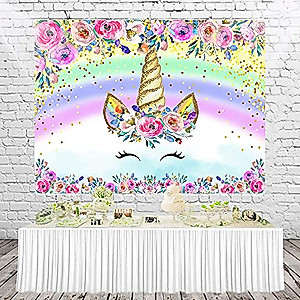HUAYI 5x3ft Unicorn Party Wall Decorations Rainbow Baby Shower Flowers Birthday Dessert Table Banner Photo Booth phonecall Photography Backdrop Background for Photo Studio w-1769