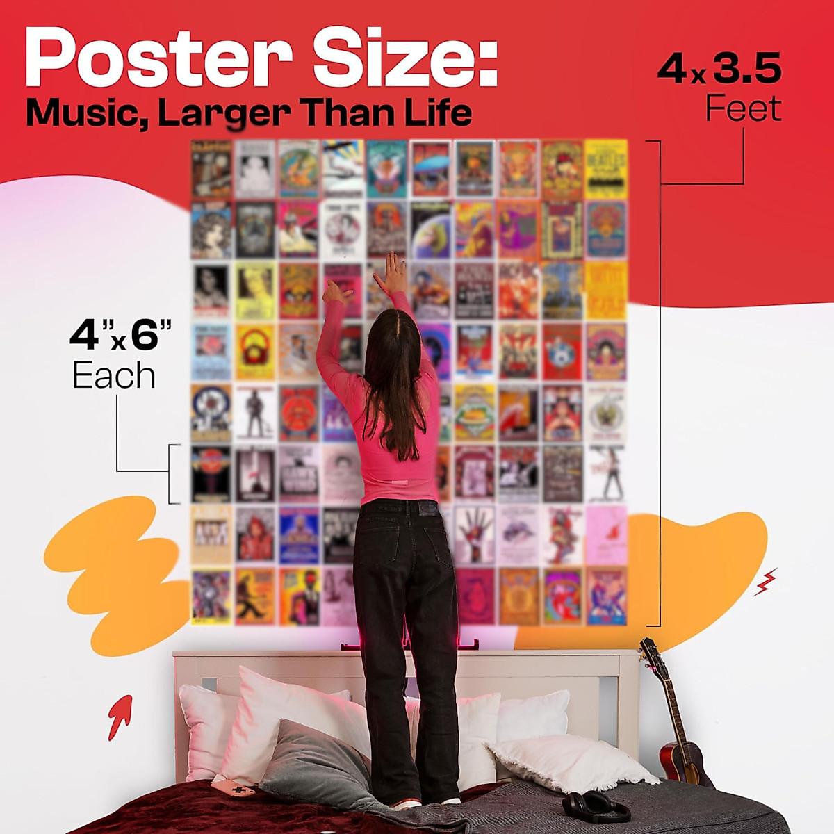 80 Pcs Rock & Grunge Posters - 80s & 90s Band Posters for Room Aesthetic & Decor