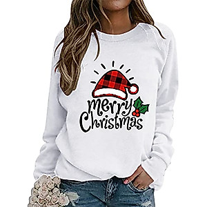 Franterd Women Shirts Plus Size Christmas Graphic 3D Owl Print T-Shirt Long Sleeve Loose Xmas Top Tee Casual Blouse White