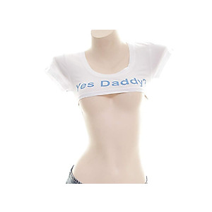 SINROYEE Ddlg outfits for women Tank Top Sleep Wear Mini T-shirt Daddy's Little Slut Fun Flirty Student pleated skirt Cosplay (S0494-white)