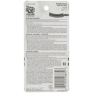 Maybelline New York Makeup Volum' Express The Falsies Flared Washable Mascara, Blackest Black, 0.31 Fl Oz (Pack of 1)