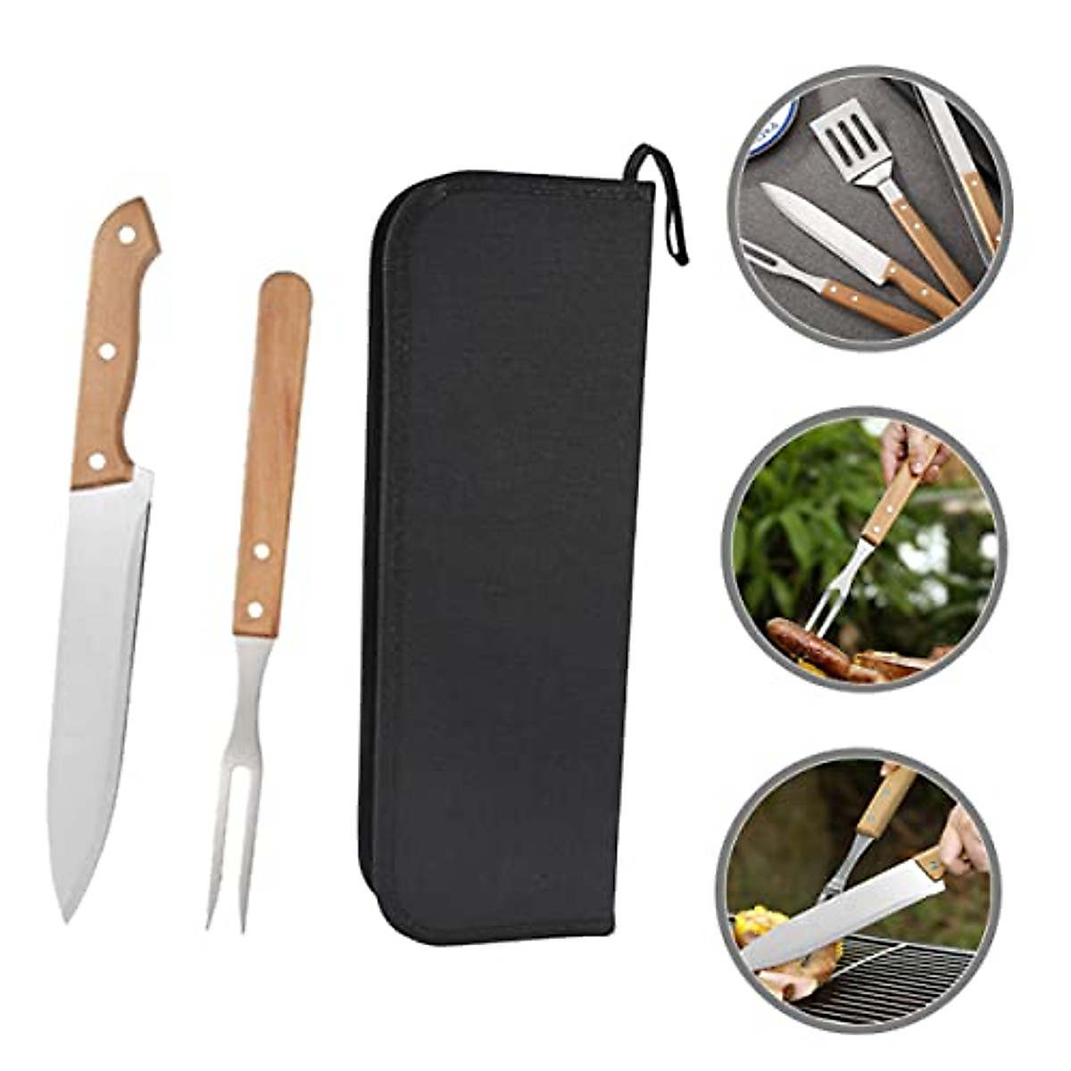 MUSISALY 1 Set Barbecue and Fork Tools Beef Fork Chef Carving Fork Poultry Serving Fork Kitchen Roast Fork Marshmallow Fork kit Meat Fork Travel Stainless Steel Outdoor