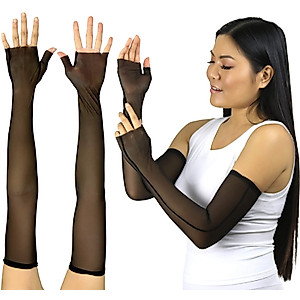 ToBeInStyle Women's Mesh Fingerless Gloves - One Size - Black