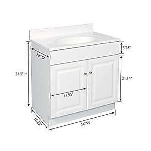 Design House Wyndham Unassembled Bathroom Vanity Cabinet Without Top, 24 in, White