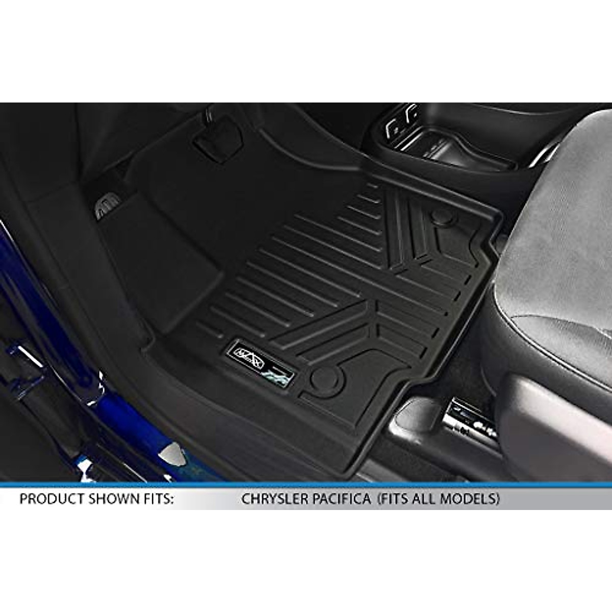 SMARTLINER Floor Mats 3 Rows and Cargo Liner Behind 3rd Row Set Black for 2017-2021 Chrysler Pacifica Hybrid Model Only