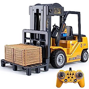 VijiSuki 2.4Ghz Remote Control Forklift Toys,RC Forklift Truck with Spray, Cool Lights,Sound,1/24 Scale 11 Channel Rechargeable Forklift Truck Gift for Kids