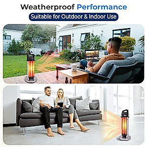 SereneLife Infrared Patio Heater, Electric Patio Heater for Indoor/Outdoor Use, Portable Heater with Remote Control, 900 W, for Restaurant, Patio, Backyard, Garage, Decks (Black)