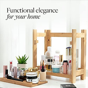 GOBAM Bamboo Bathroom Caddy Organizer with Drawer, Medium - Shower Storage for Shampoo, Conditioner, Soap - Waterproof Shower Caddy Stand for Bathroom, Bedroom, or Office - Natural