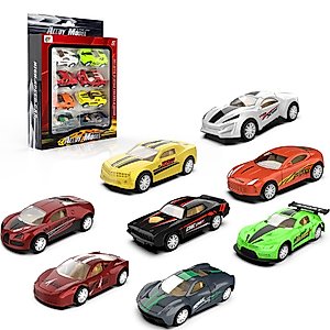 8 PCS Pull Back Cars Toys Set, Friction Mini Toy Cars Set, Party Favors for Toddler, Fun Bulk Race Car Set for Kid Ages 3 4 5 6 Years Old and Party Gifts for Kids Birthday, New Year's Eve