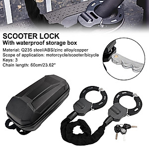 Areyourshop Motorcycle Bike Electric Scooter Lock with Key 60cm Chain Lock Anti Theft W/Bag